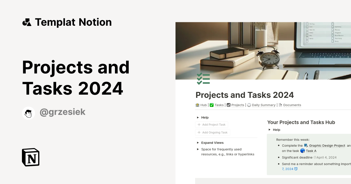 Templat Projects and Tasks 2024 | Notion Marketplace