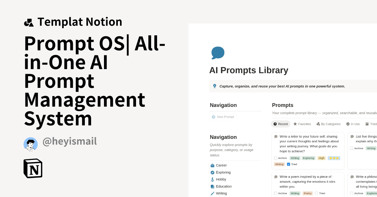 Templat Prompt OS| All-in-One AI Prompt Management System | Notion ...