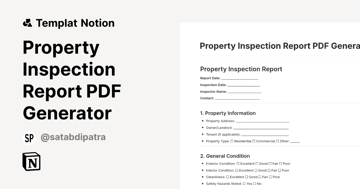Property Inspection Report PDF Generator Templat oleh Satabdi Patra ...