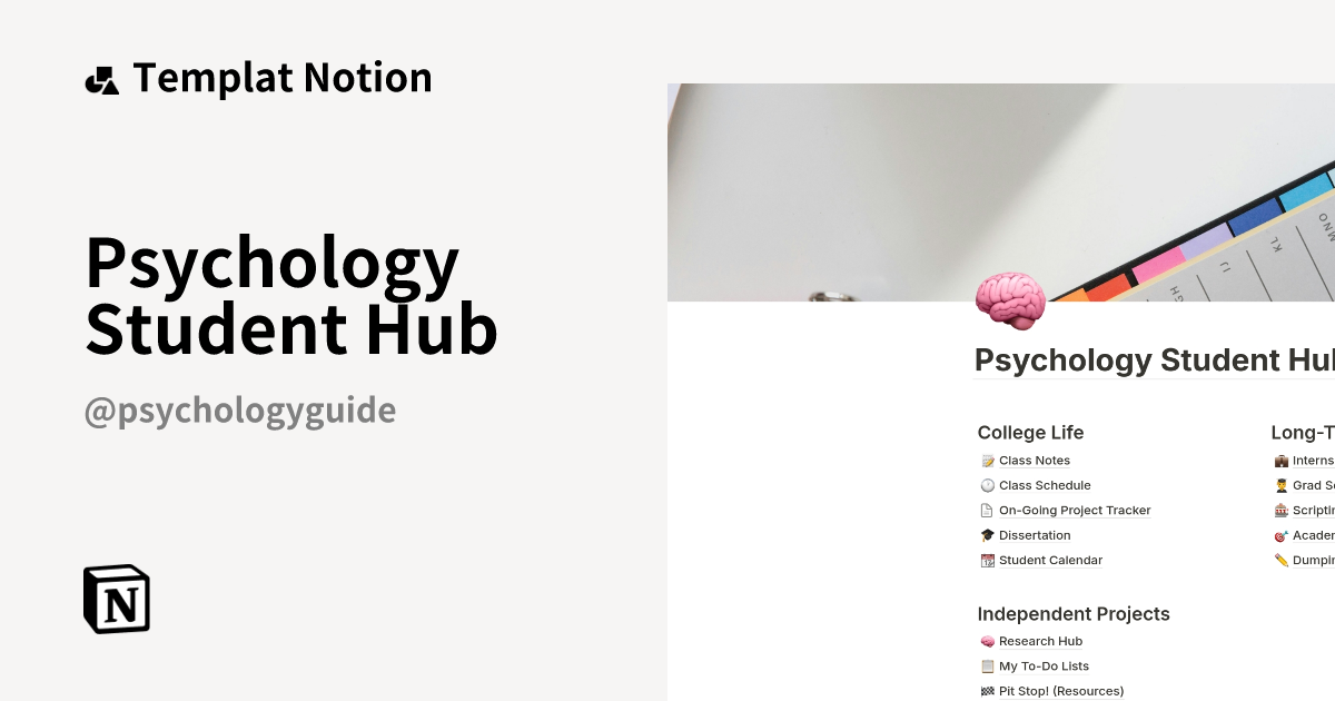 Psychology Student Hub Templat oleh psychologyguide | Notion Marketplace