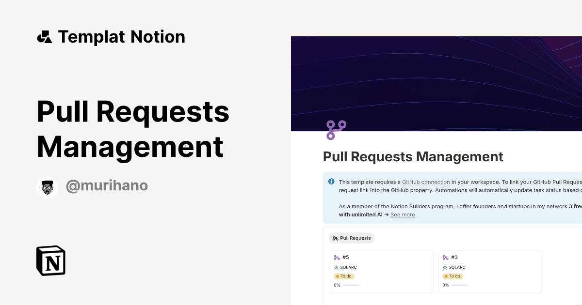 Pull Requests Management Templat oleh Florian | Notion Marketplace