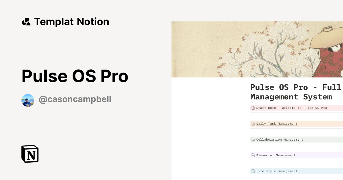 Templat Pulse OS Pro | Notion Marketplace