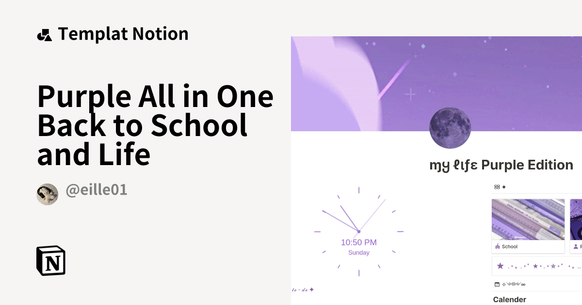 Templat Purple All in One Back to School and Life | Notion Marketplace