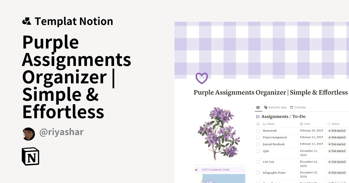 Purple Assignments Organizer | Simple & Effortless Templat oleh ...