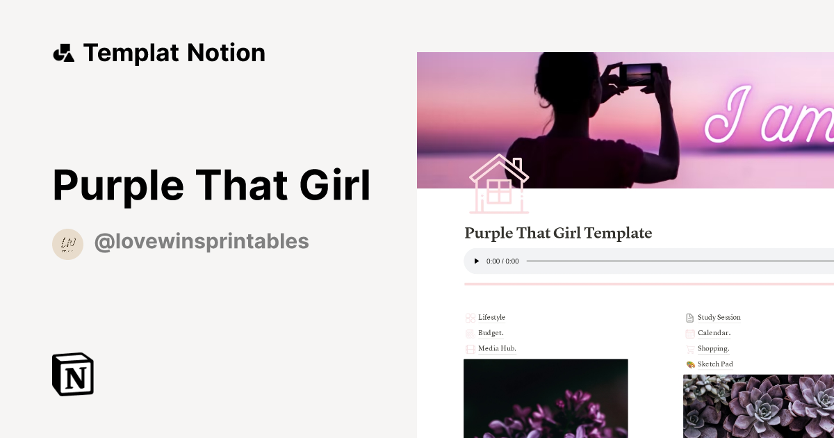Purple That Girl Templat oleh Lovewinsprintables | Notion Marketplace