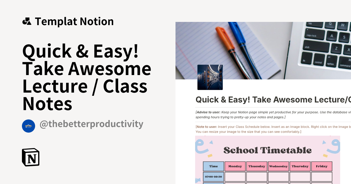 Quick & Easy! Take Awesome Lecture / Class Notes Templat oleh ...