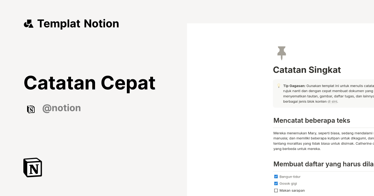 Templat Catatan Cepat 2025 | Notion Marketplace