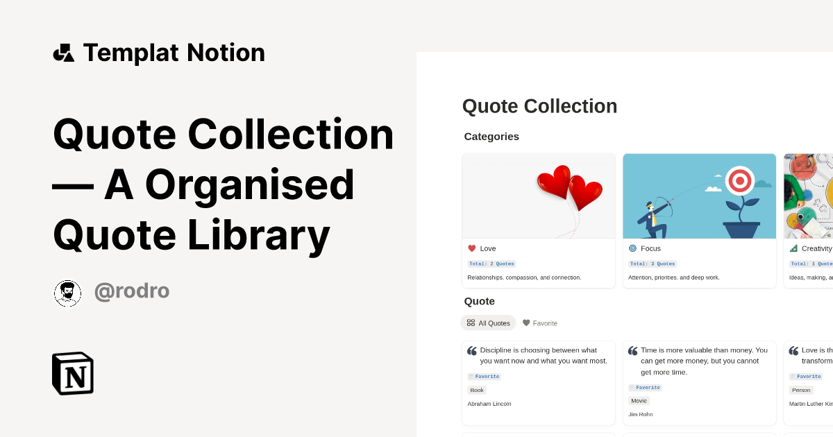 Quote Collection — A Organised Quote Library Templat oleh Rodro ...