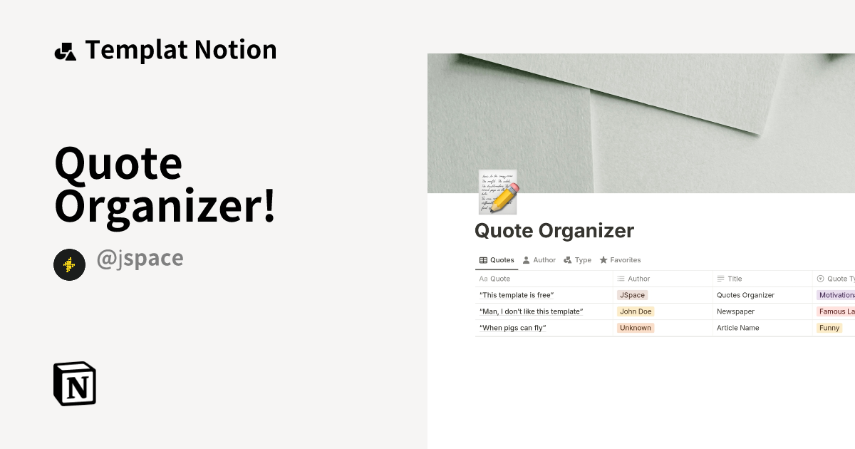Templat Quote Organizer! | Notion Marketplace