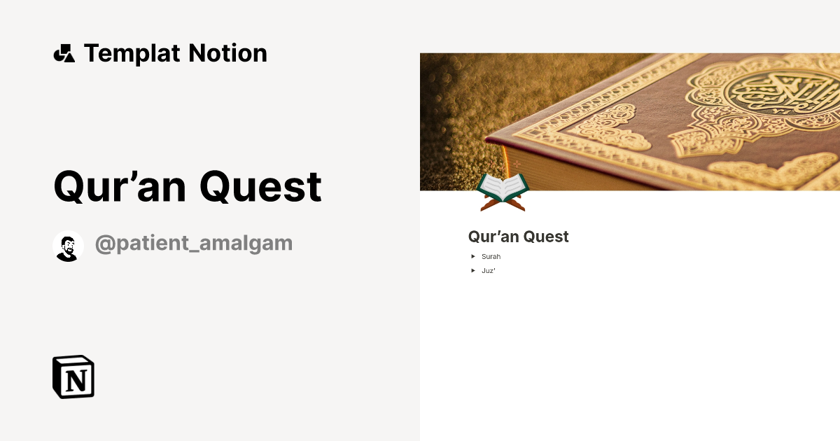 Qur’an Quest Templat oleh Patient_Amalgam | Notion Marketplace