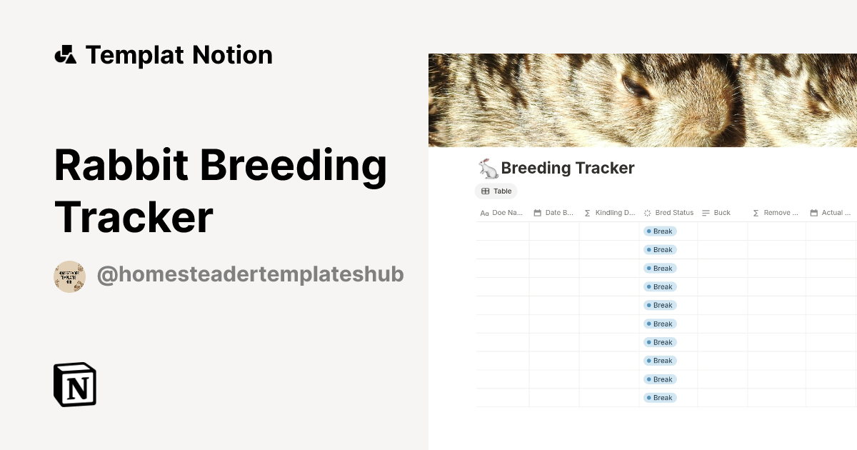 Templat Rabbit Breeding Tracker | Notion Marketplace