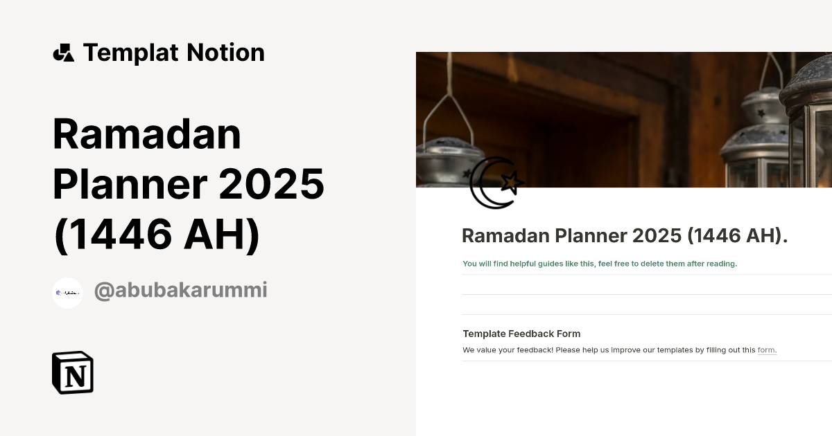 Templat Ramadan Planner 2025 (1446 AH) | Notion Marketplace