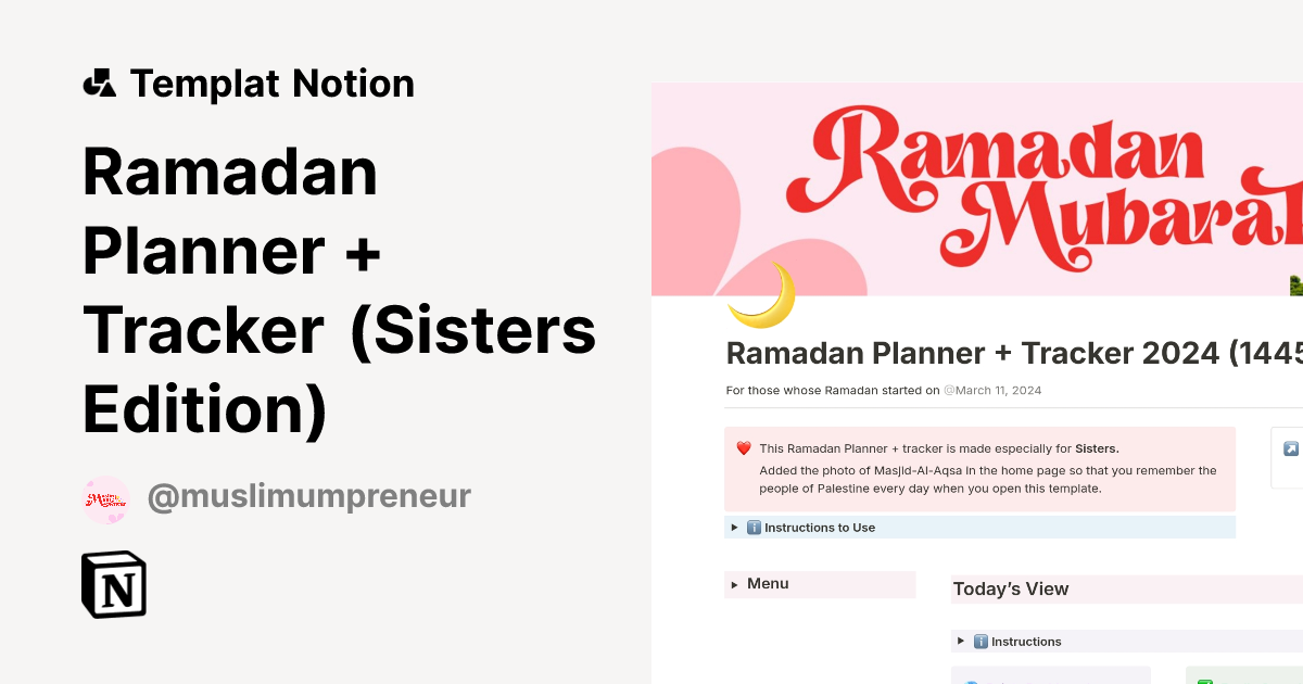 Ramadan Planner + Tracker (Sisters Edition) Templat oleh ...