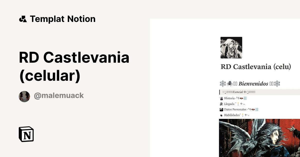 RD Castlevania (celular) Templat oleh Shifter! | Notion Marketplace