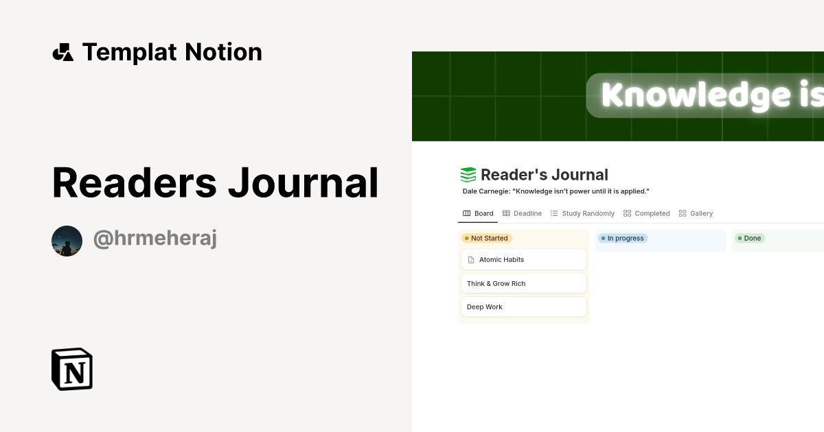 Templat Readers Journal | Notion Marketplace