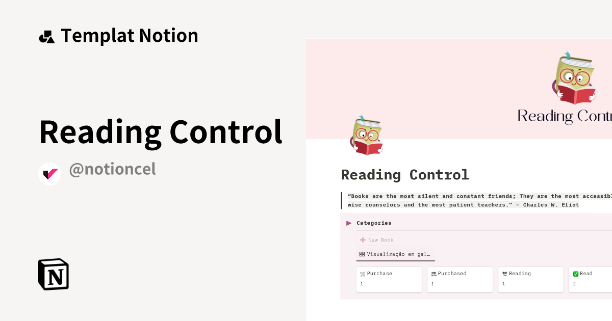 Reading Control Templat oleh Notioncel | Notion Marketplace