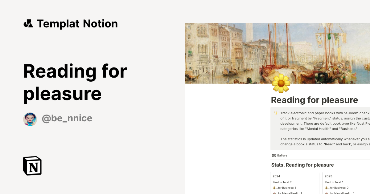 Templat Reading for pleasure | Notion Marketplace