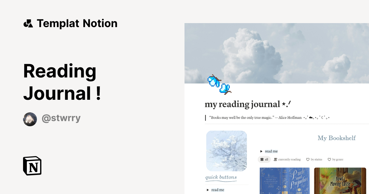 Reading Journal ! Templat oleh stwrry ! | Notion Marketplace