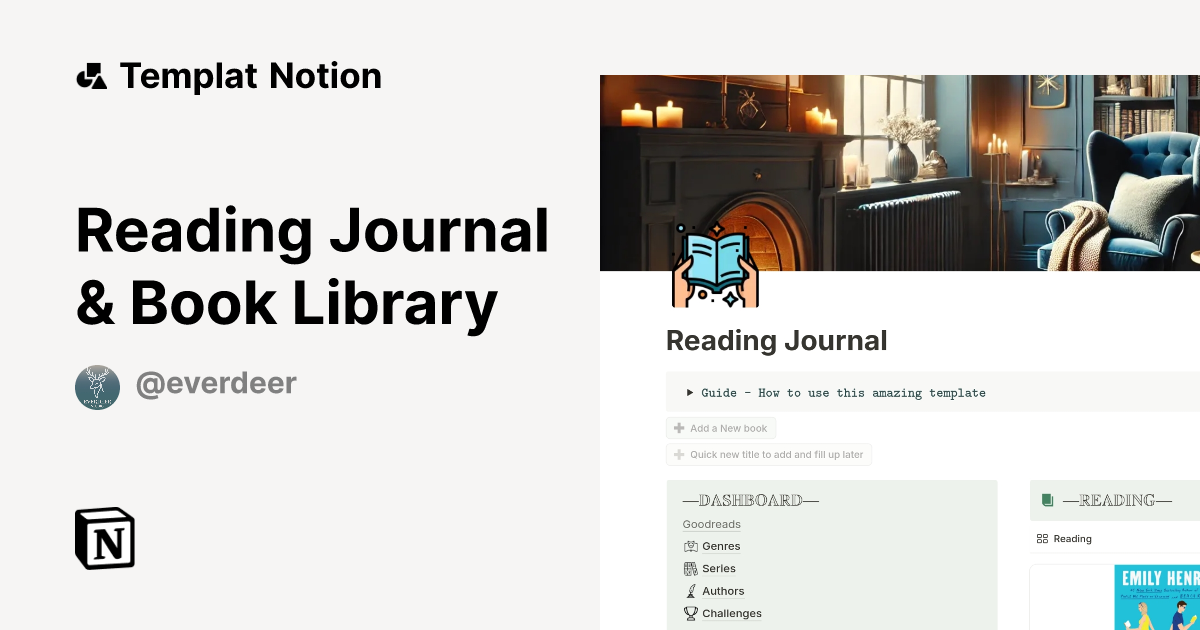 Templat Reading Journal & Book Library | Notion Marketplace