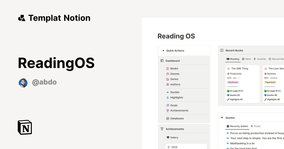 Templat ReadingOS | Notion Marketplace