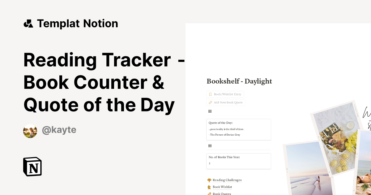 Reading Tracker - Book Counter & Quote of the Day Templat oleh Kayte ...