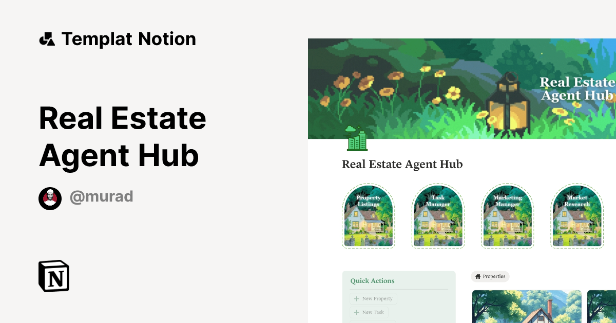 Real Estate Agent Hub Templat oleh Murad | Notion Marketplace