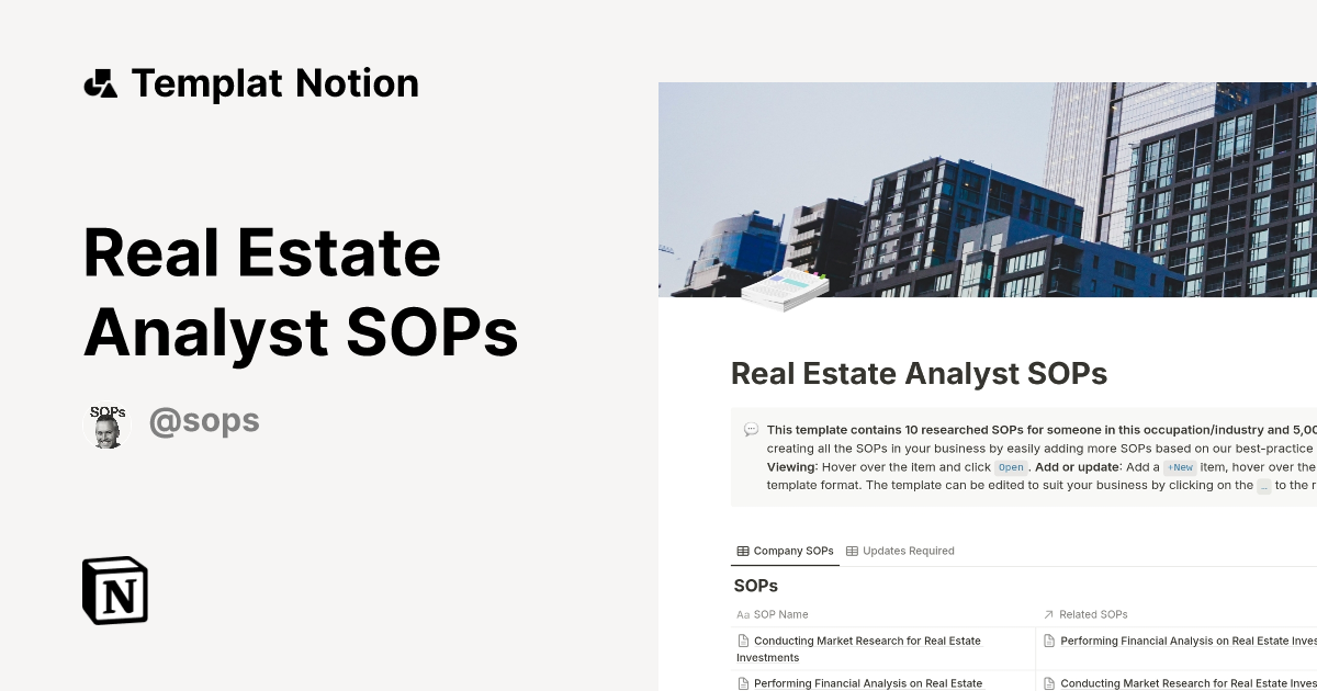 Templat Real Estate Analyst SOPs | Notion Marketplace