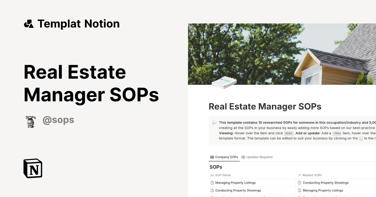 Templat Real Estate Manager SOPs | Notion Marketplace