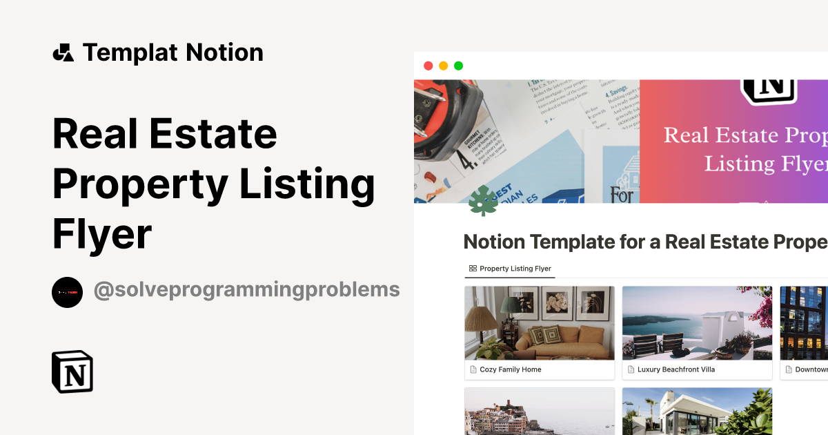 Real Estate Property Listing Flyer Templat oleh Hams AI Tech | Notion Marketplace