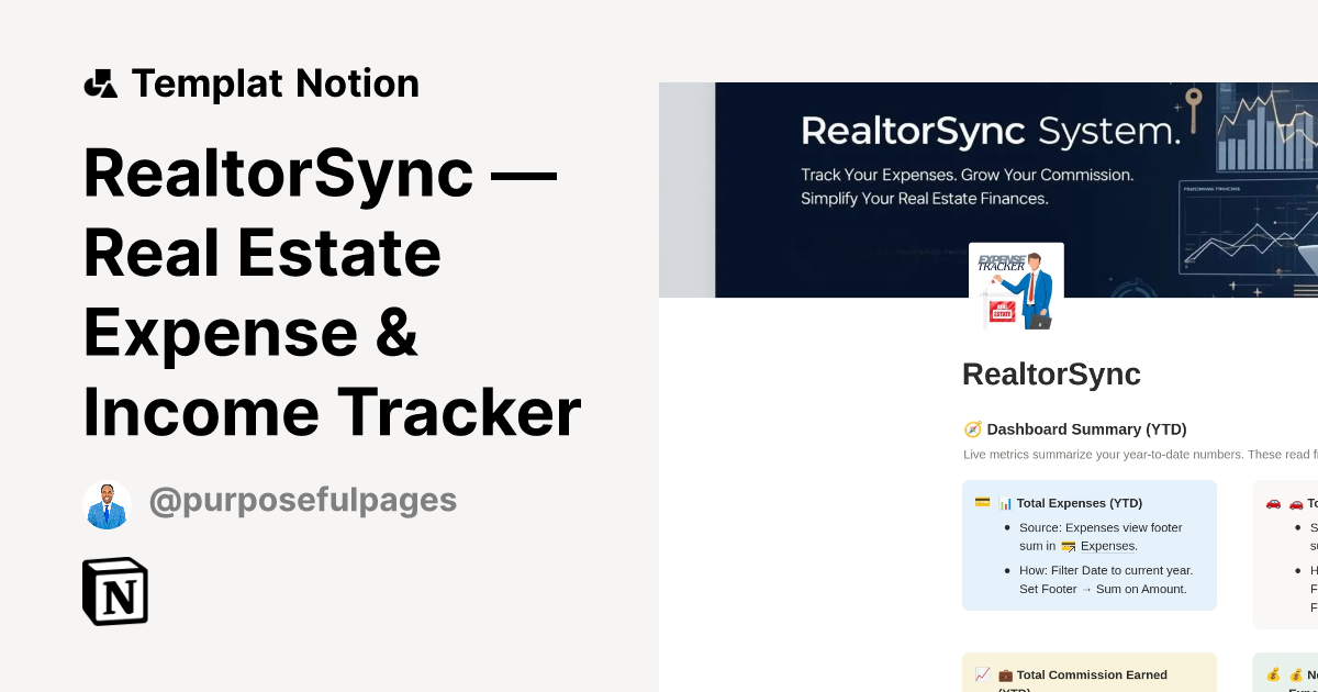 Templat RealtorSync — Real Estate Expense & Income Tracker | Notion ...