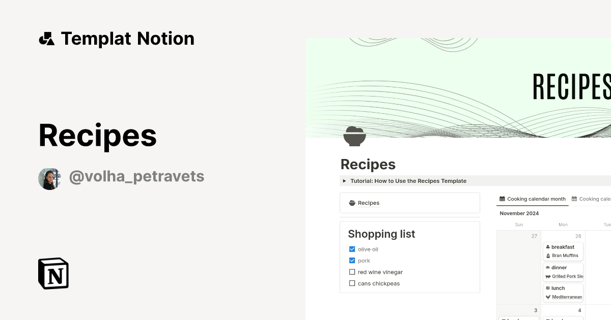 Templat Recipes | Notion Marketplace