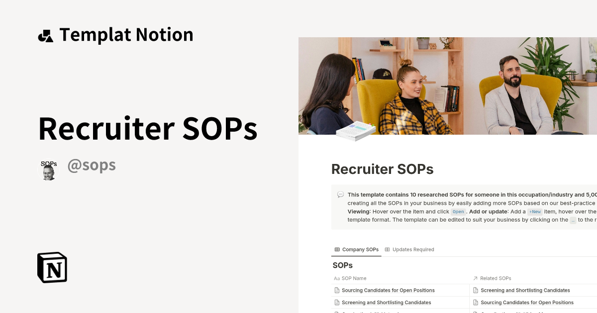 Recruiter SOPs Templat oleh SOPs | Notion Marketplace