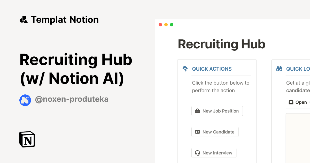 Templat Recruiting Hub (w/ Notion AI) | Notion Marketplace
