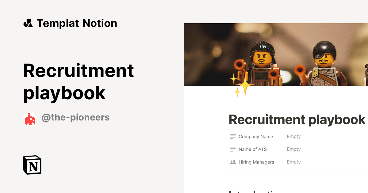 Recruitment playbook Templat oleh The Pioneers | Notion Marketplace