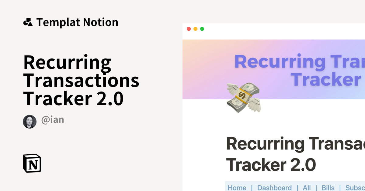 Recurring Transactions Tracker 2.0 Templat oleh Ian Dikhtiar | Notion ...