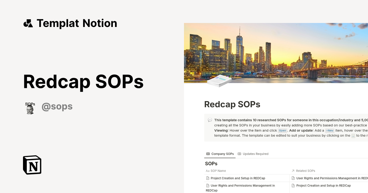 Templat Redcap SOPs | Notion Marketplace