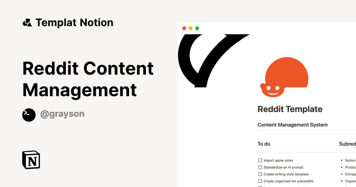 Templat Reddit Content Management | Notion Marketplace