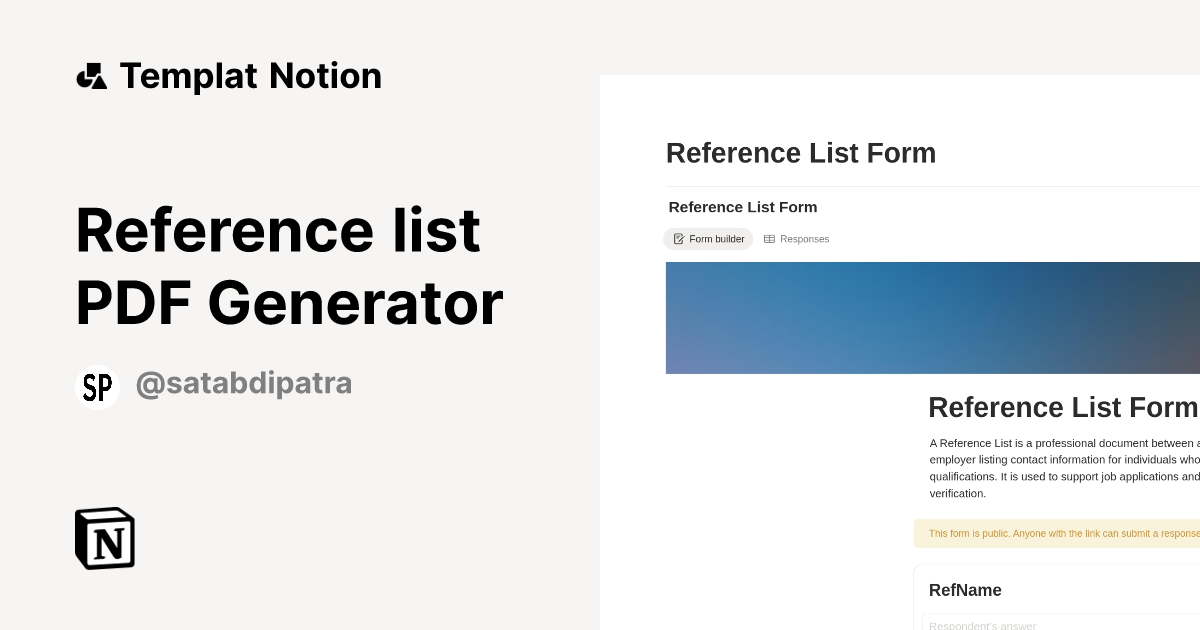 Reference list PDF Generator Templat oleh Satabdi Patra | Notion ...