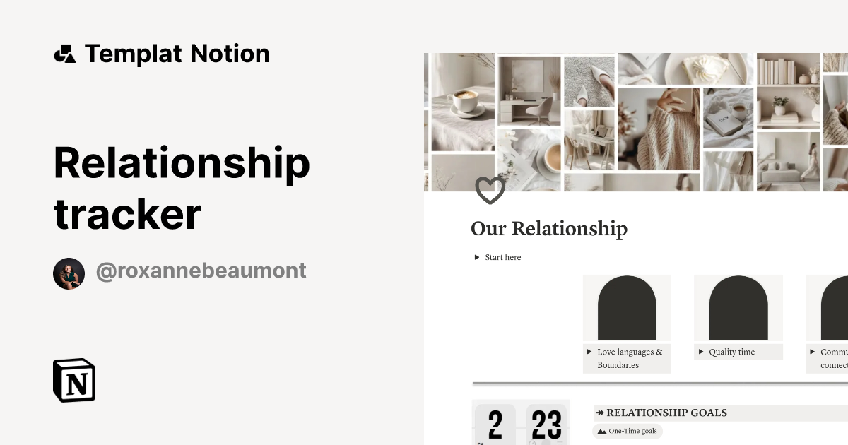 Relationship tracker Templat oleh Roxanne Beaumont | Notion Marketplace