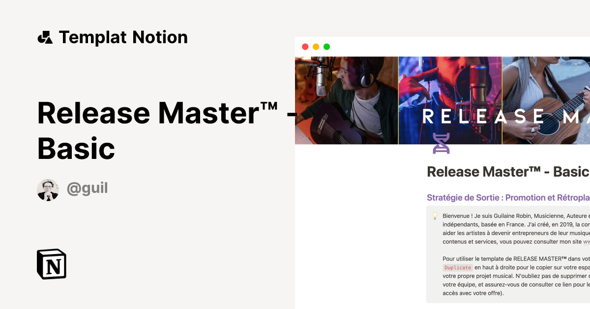 Release Master™ - Basic Templat oleh Guilaine Robin | Notion Marketplace