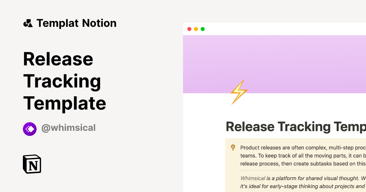 Release Tracking Template Templat oleh Whimsical | Notion Marketplace