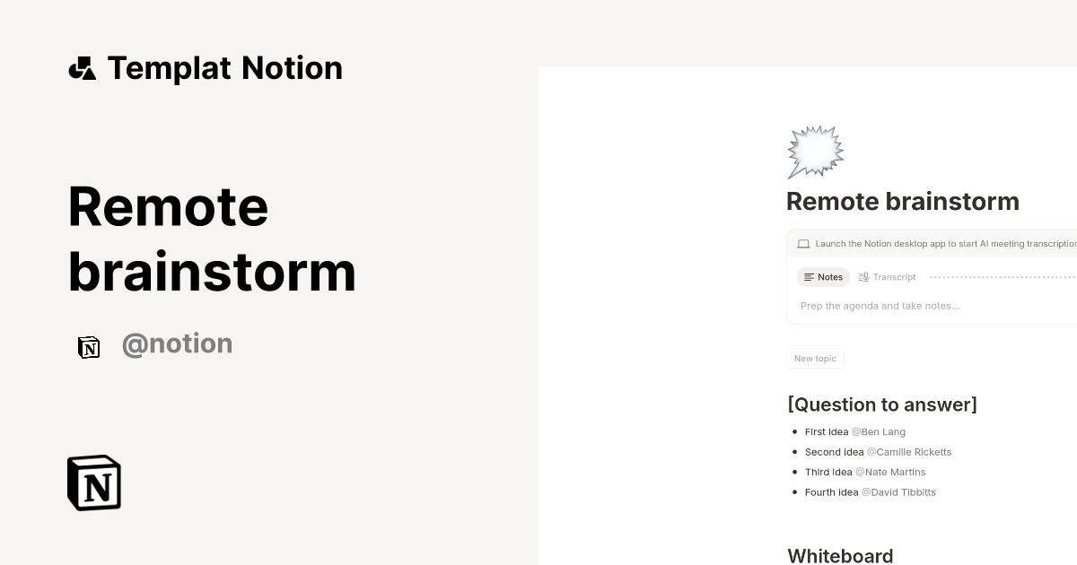 Templat Remote brainstorm 2025 | Notion Marketplace