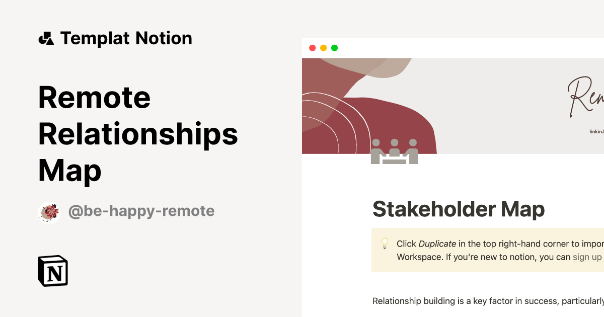 Remote Relationships Map Templat oleh Be Happy Remote | Notion Marketplace