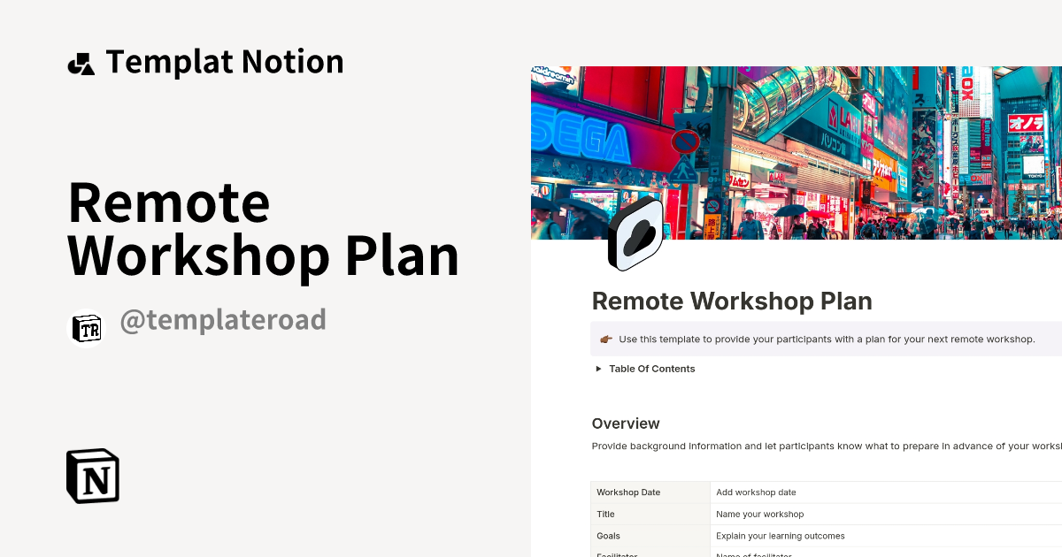 Templat Remote Workshop Plan | Notion Marketplace