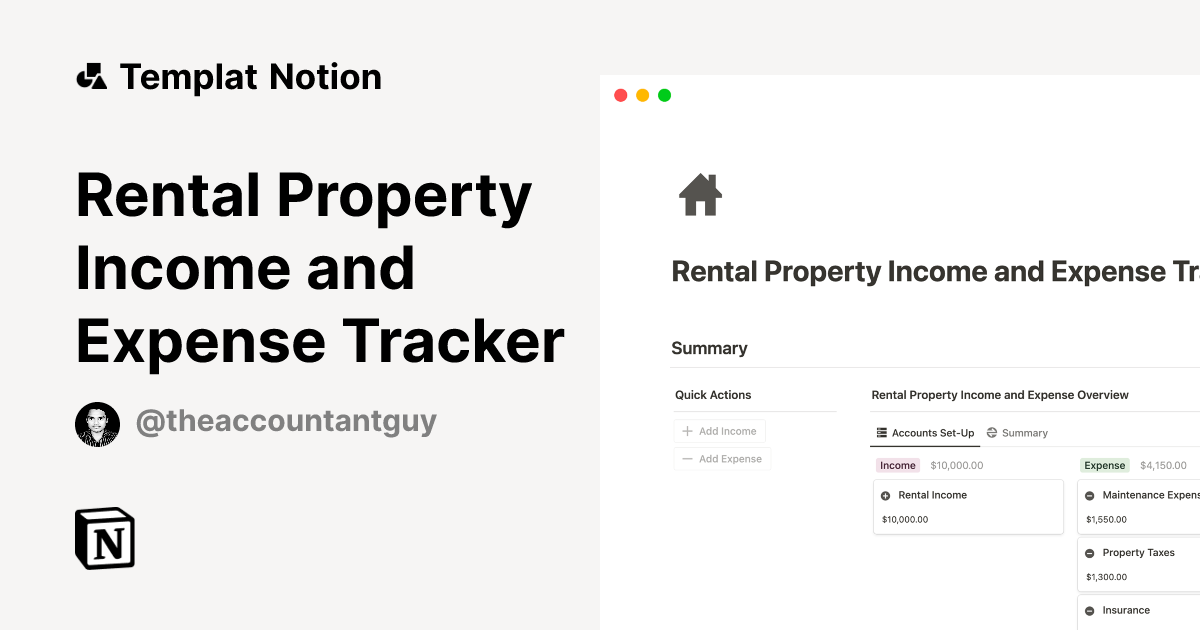 Rental Property Income and Expense Tracker Templat oleh ...