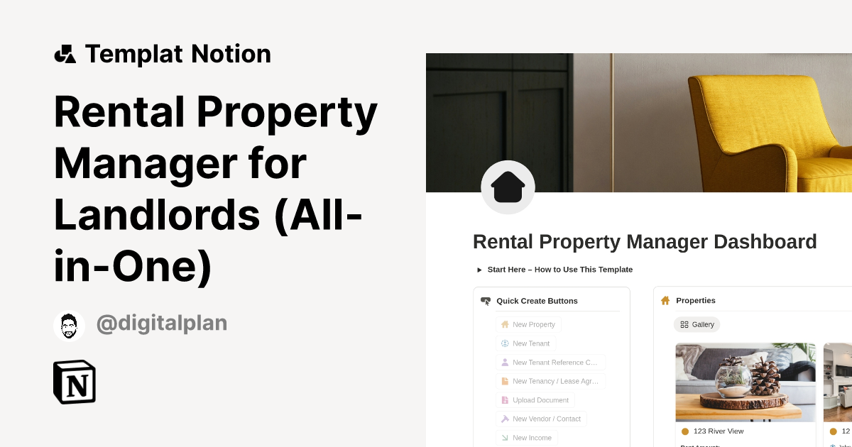Rental Property Manager for Landlords (All-in-One) Templat oleh Digital ...