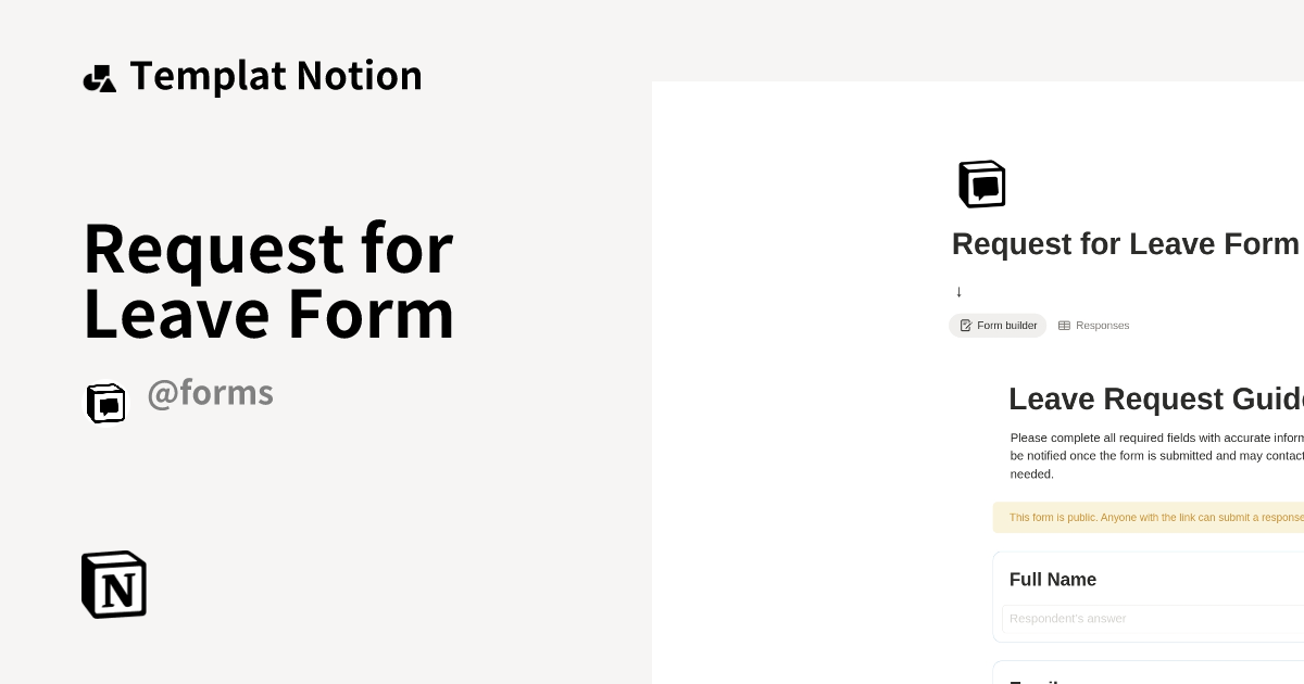 Request for Leave Form Templat oleh Forms | Notion Marketplace