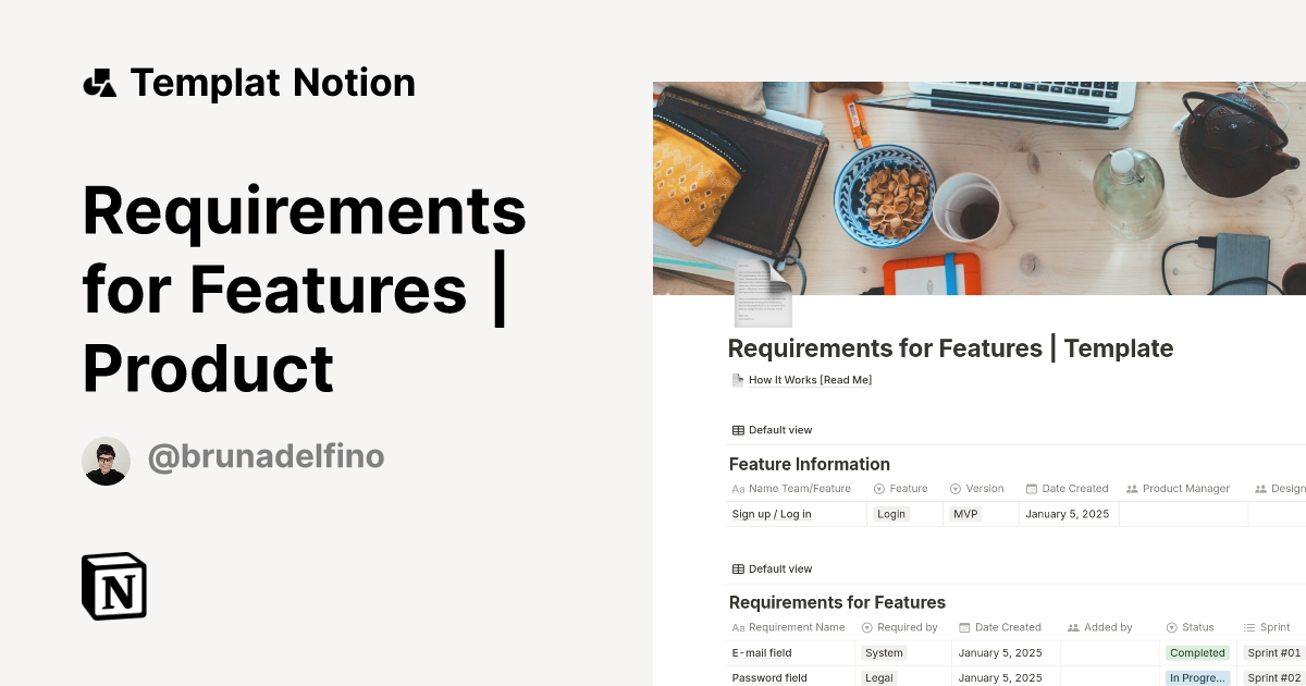 Templat Requirements for Features | Product | Notion Marketplace