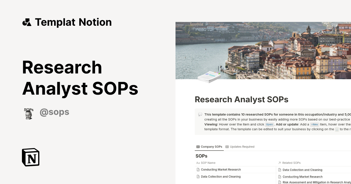 Research Analyst SOPs Templat oleh SOPs | Notion Marketplace