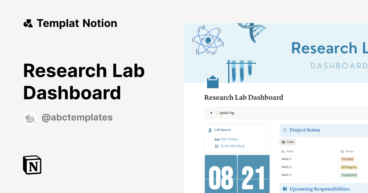 Research Lab Dashboard Templat oleh Abby | Notion Marketplace